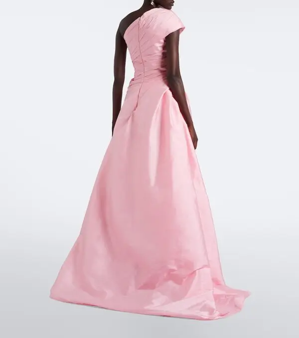 Monique Lhuillier Draped One-shoulder Bustier Gown