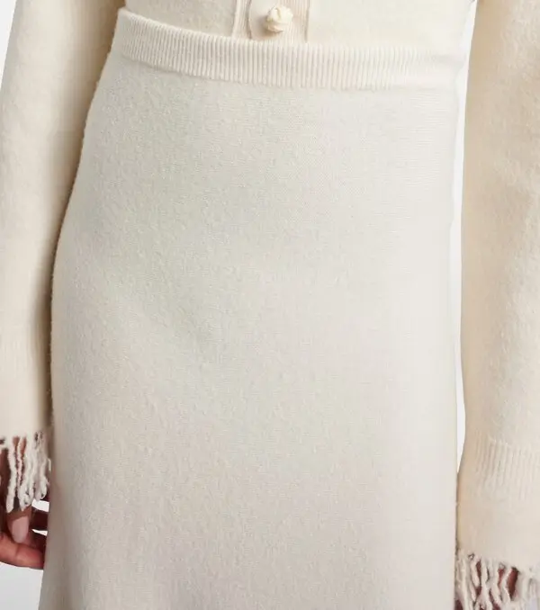 Bottega Veneta Fringed Wool Midi Skirt