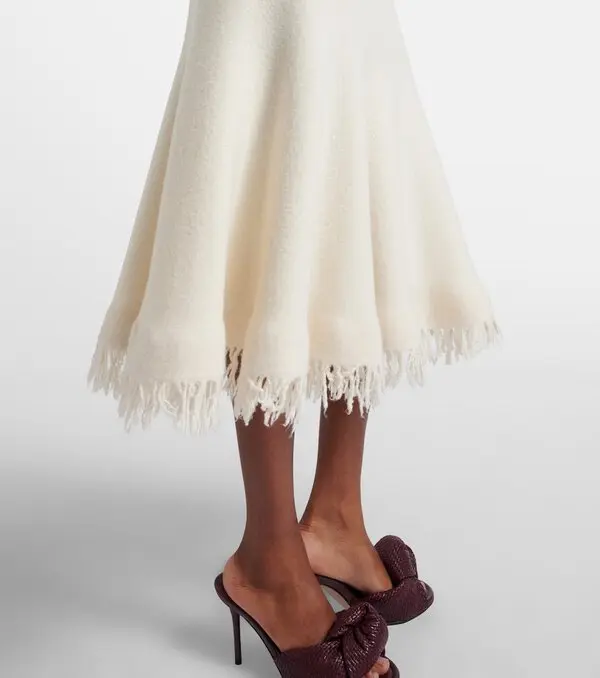 Bottega Veneta Fringed Wool Midi Skirt