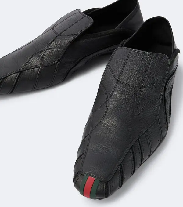 Gucci Mesh-trimmed Leather Loafers