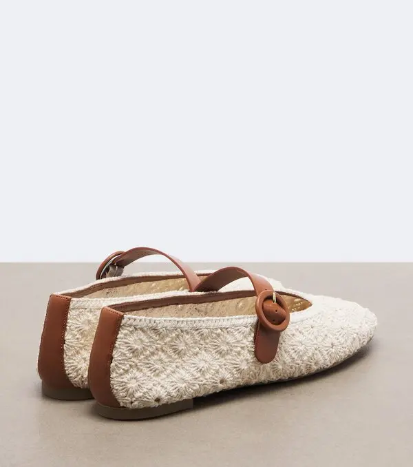 AQUAZZURA Loom Macramé Mary Jane Flats