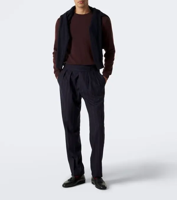 Rubinacci Striped Virgin Wool Straight-leg Trousers