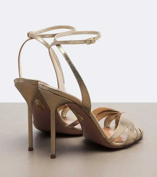 AQUAZZURA Soulmate Metallic Leather Sandals
