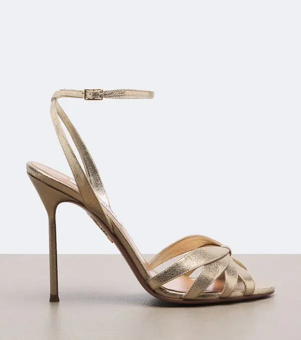 AQUAZZURA Soulmate Metallic Leather Sandals
