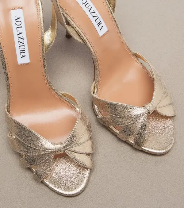 AQUAZZURA Soulmate Metallic Leather Sandals