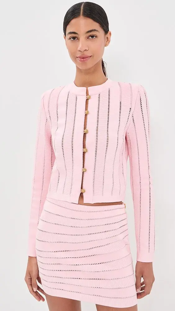 Balmain Buttoned Flechage Knit Cardigan