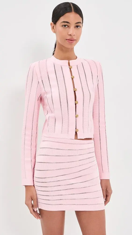 Balmain Buttoned Flechage Knit Cardigan