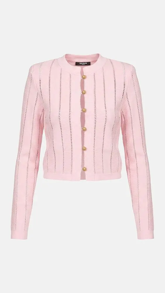 Balmain Buttoned Flechage Knit Cardigan