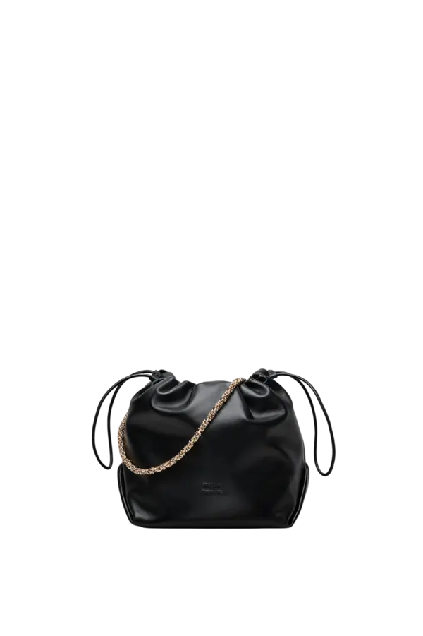 Scanlan Theodore Leather Drawstring Bag With Chain Strap - Black