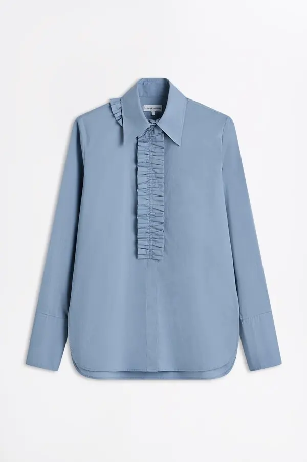 Scanlan Theodore Parachute Cotton Ruffle Shirt - Pale.blue