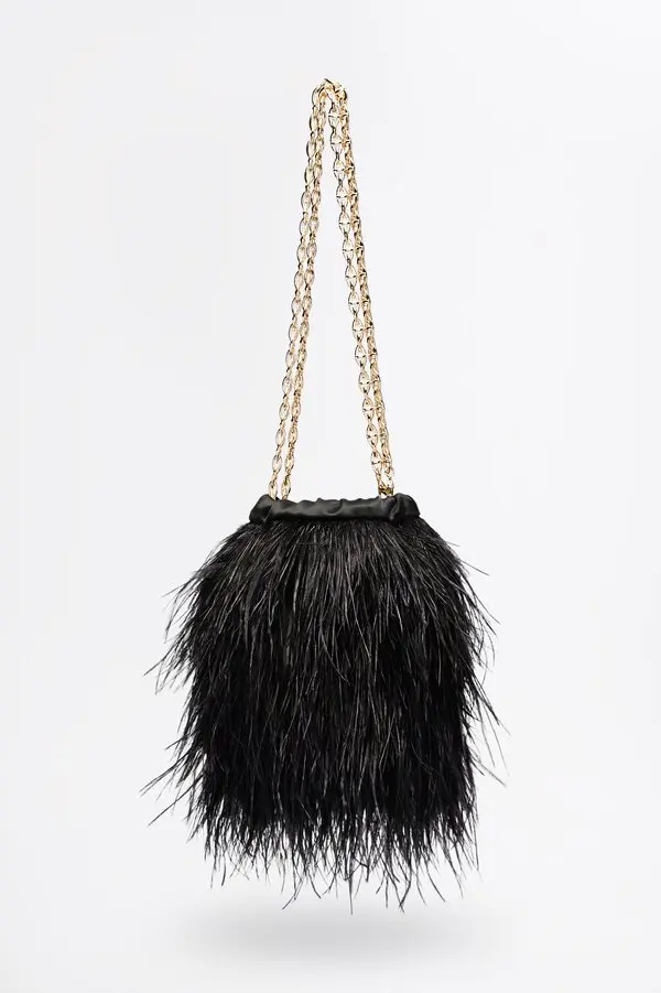 Scanlan Theodore Feather Bucket Bag With Chain Strap - Black