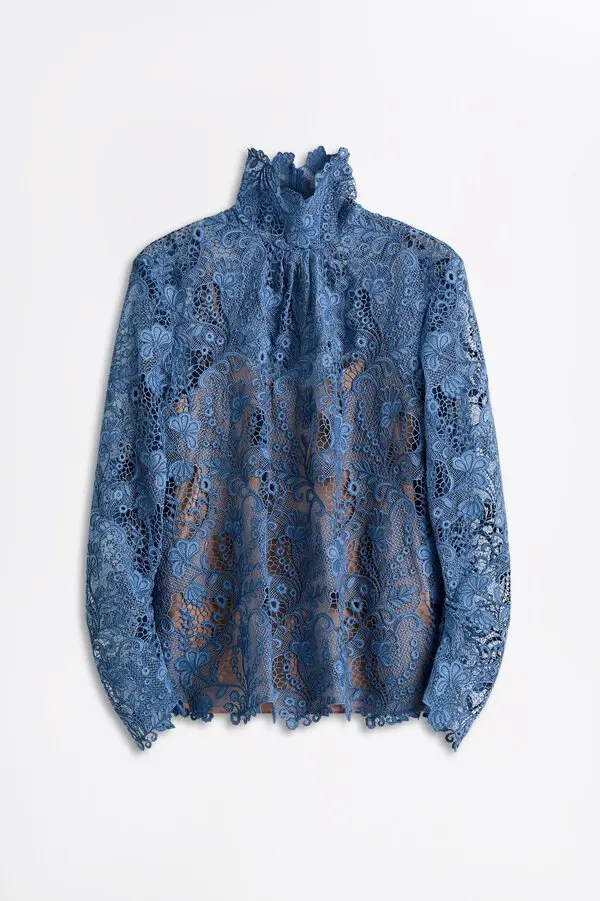 Scanlan Theodore Lace Funnel Neck Blouse
