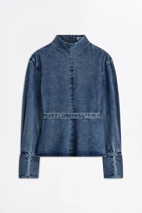 Scanlan Theodore Denim Funnel Neck Top