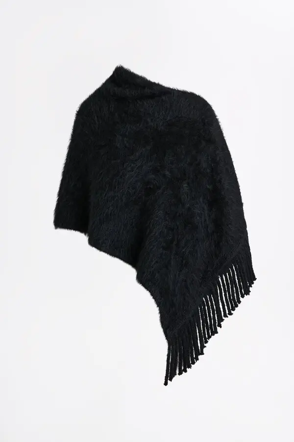 Scanlan Theodore Us Brushed Fringed Cape - Black