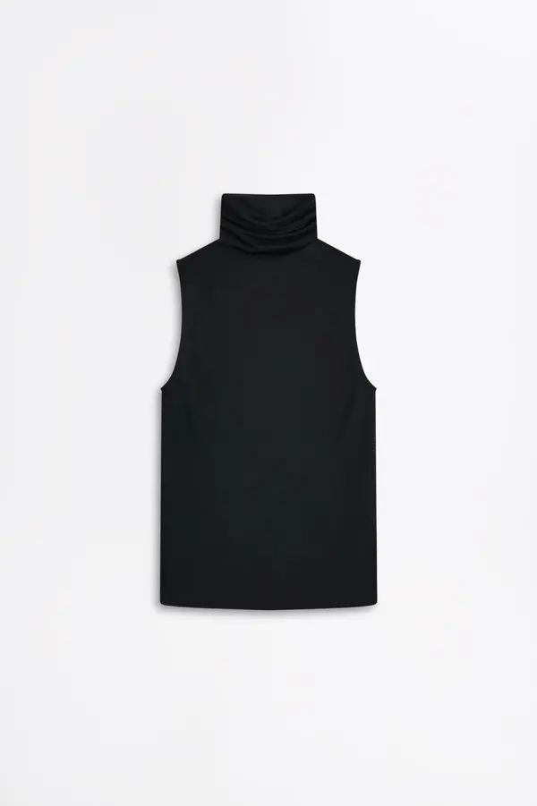 Scanlan Theodore Mesh Soft Funnel Neck Tank - Black