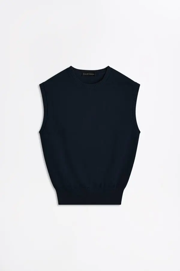 Scanlan Theodore Crepe Knit Jersey Tank - Navy