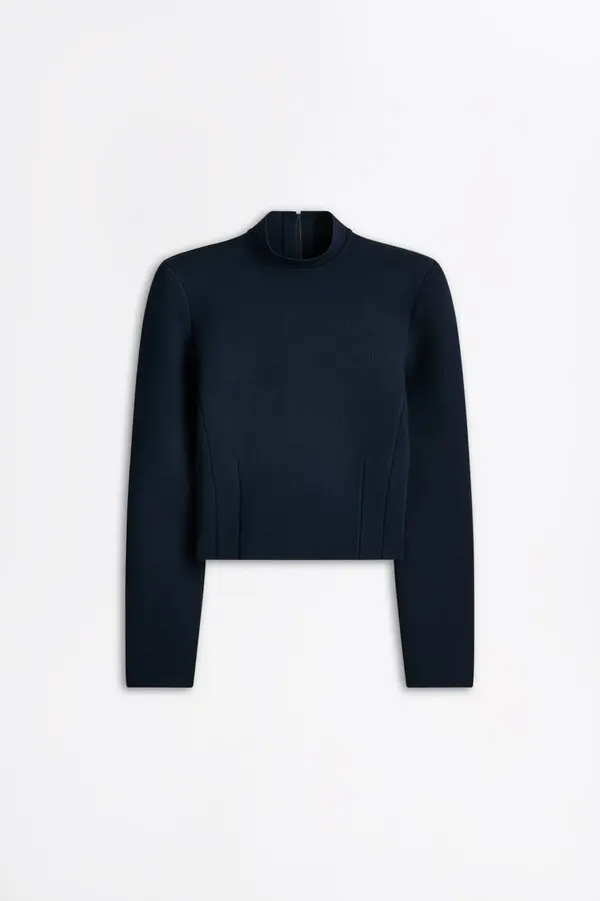 Scanlan Theodore Crepe Knit Shoulder Pad Top