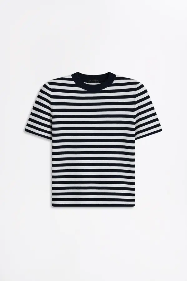 Scanlan Theodore Crepe Knit Stripe T-shirt - Navy