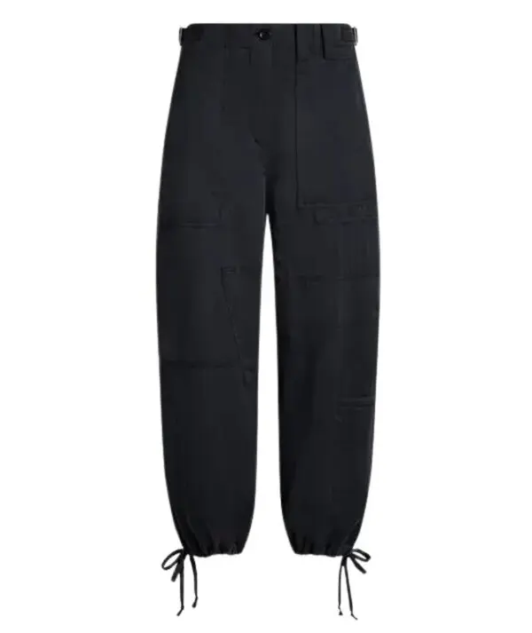Scanlan Theodore Sueded Silk Cropped Cargo Trousers - Black