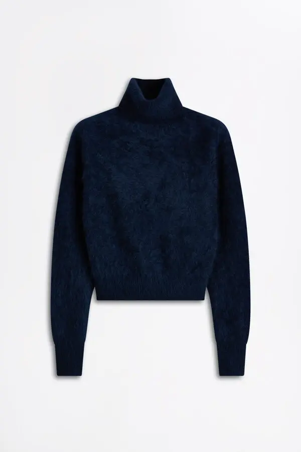 Scanlan Theodore Brushed Cashmere Shoulder Pad Sweater - Navy