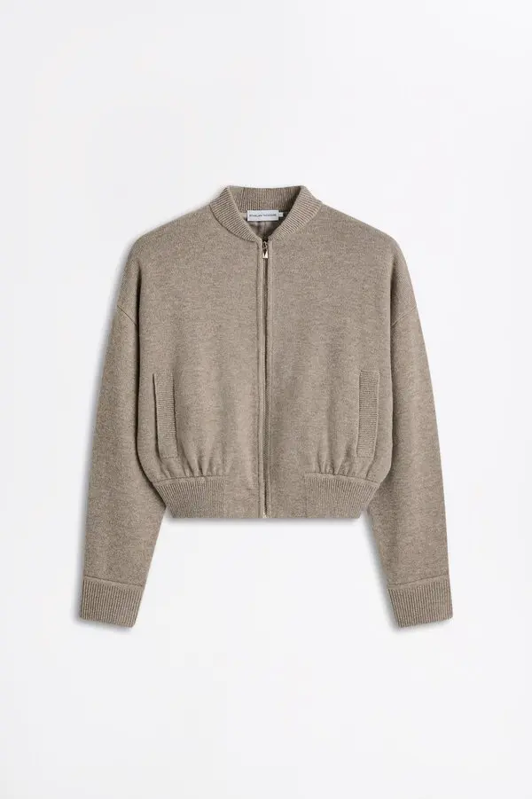 Scanlan Theodore Cashmere Wool Crew Bomber - Wheat