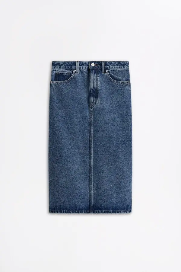 Scanlan Theodore Denim Mid Waist Pencil Skirt - Jb.washed.indigo