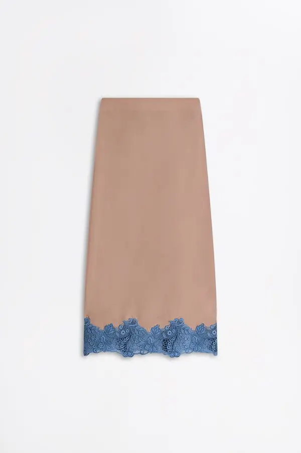 Scanlan Theodore Lace Trim Silk Skirt