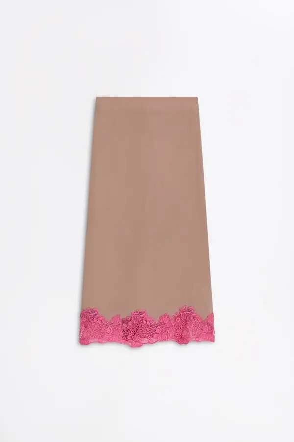 Scanlan Theodore Lace Trim Silk Skirt - Pink