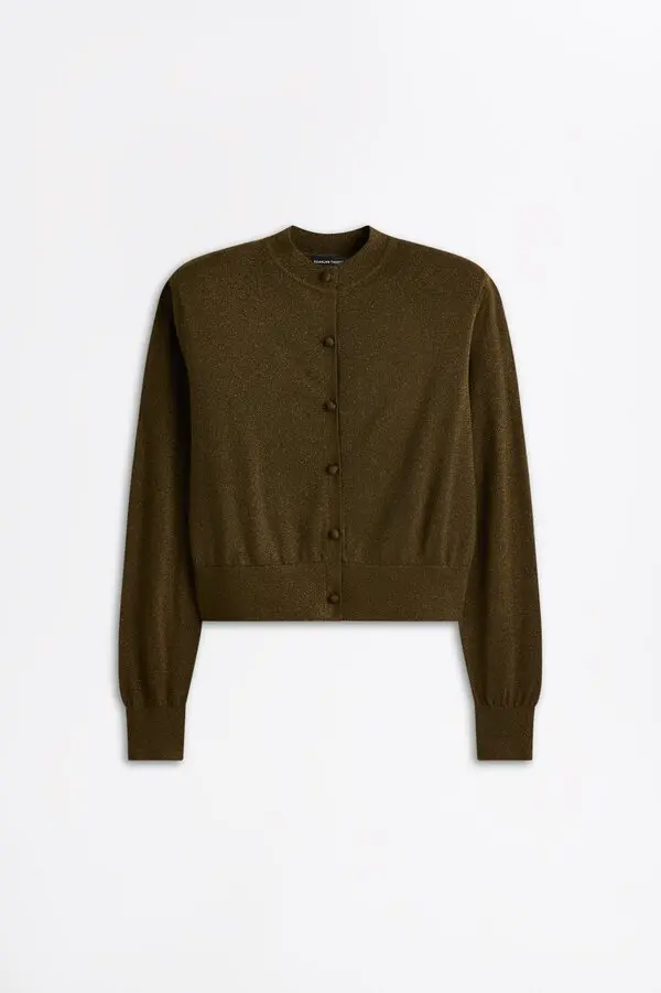 Scanlan Theodore Tinsel Shoulder Pad Cardigan - Khaki