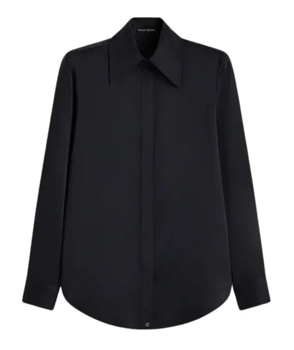 Scanlan Theodore Sueded Silk Shirt With Shoulder Pad Detail - Black
