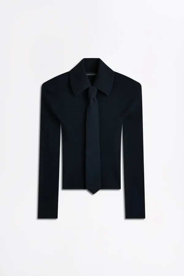 Scanlan Theodore Knit Tie Shirt - Navy