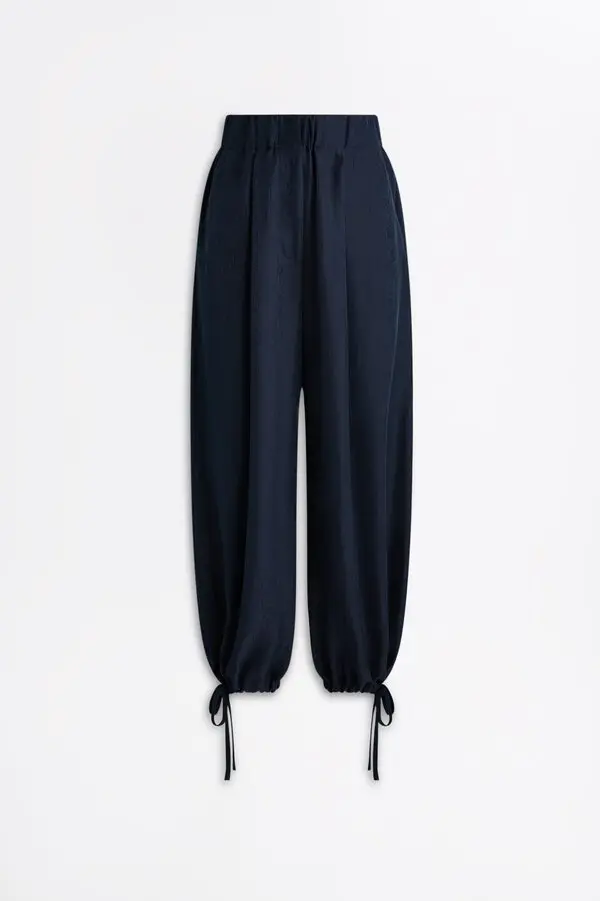 Scanlan Theodore Silk Jacquard Crop Trouser - Navy