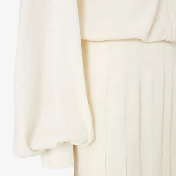 Fendi Ivory Silk Crêpe Shirt Dress With Pleated Skirt