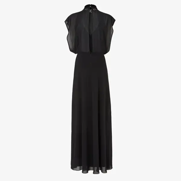 Fendi Maxi Dress With High Neck And Embroidered Detail