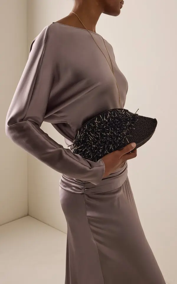 Staud Porcupine Beaded Leather Clutch