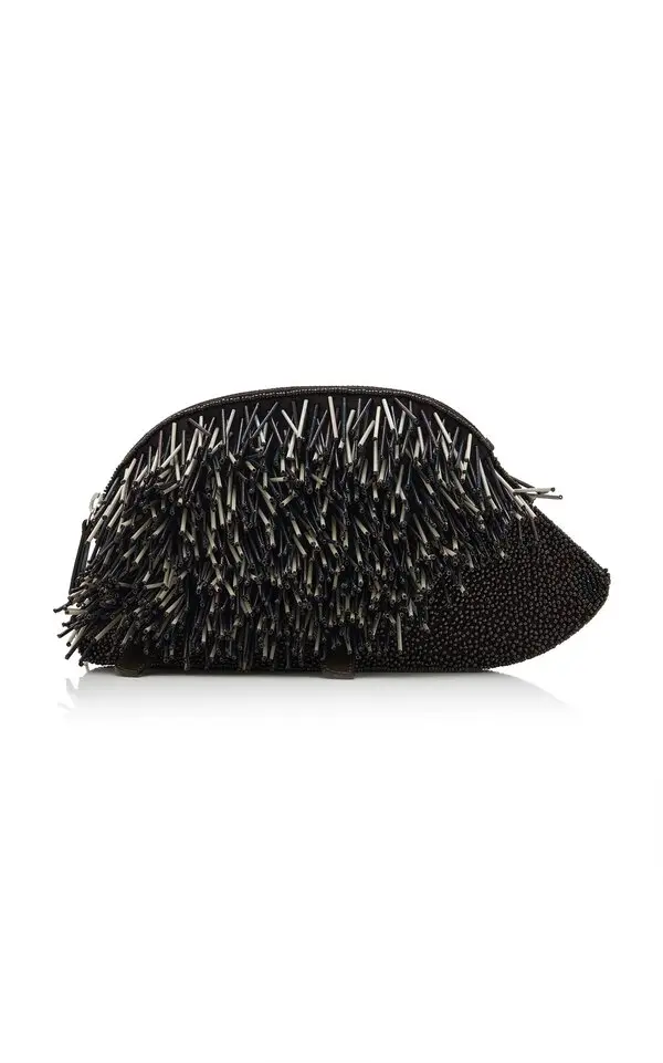 Staud Porcupine Beaded Leather Clutch