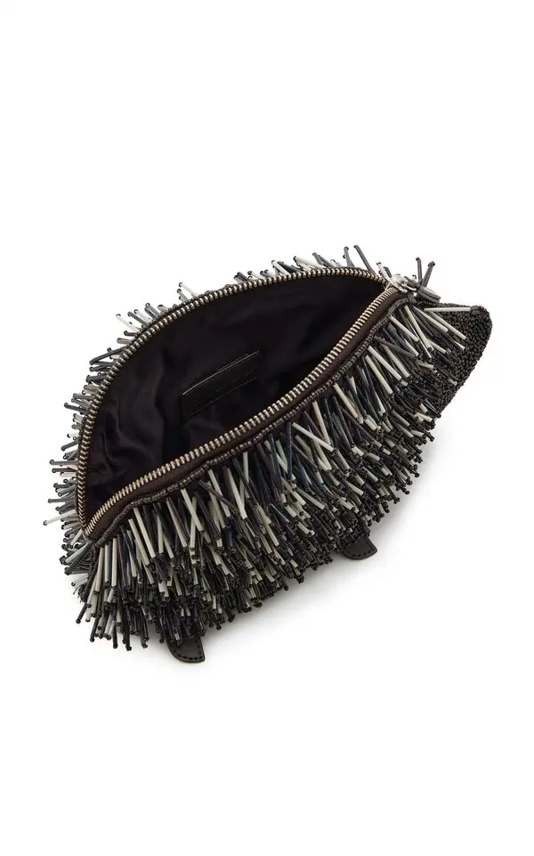 Staud Porcupine Beaded Leather Clutch