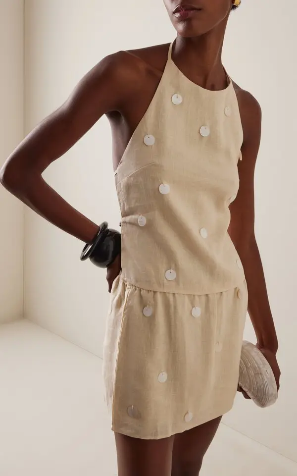 ELCE Oceane Embellished Linen Top