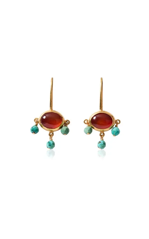 Chan Luu Sterling Silver -plated Carnelian And Turquoise Drop Earrings