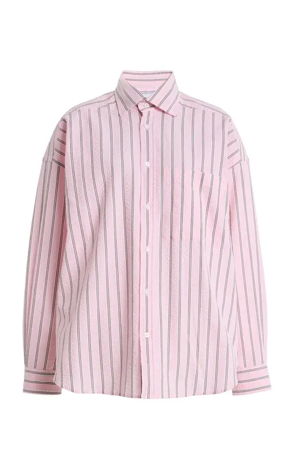 WITH NOTHING UNDERNEATH Striped Cotton Seersucker Shirt