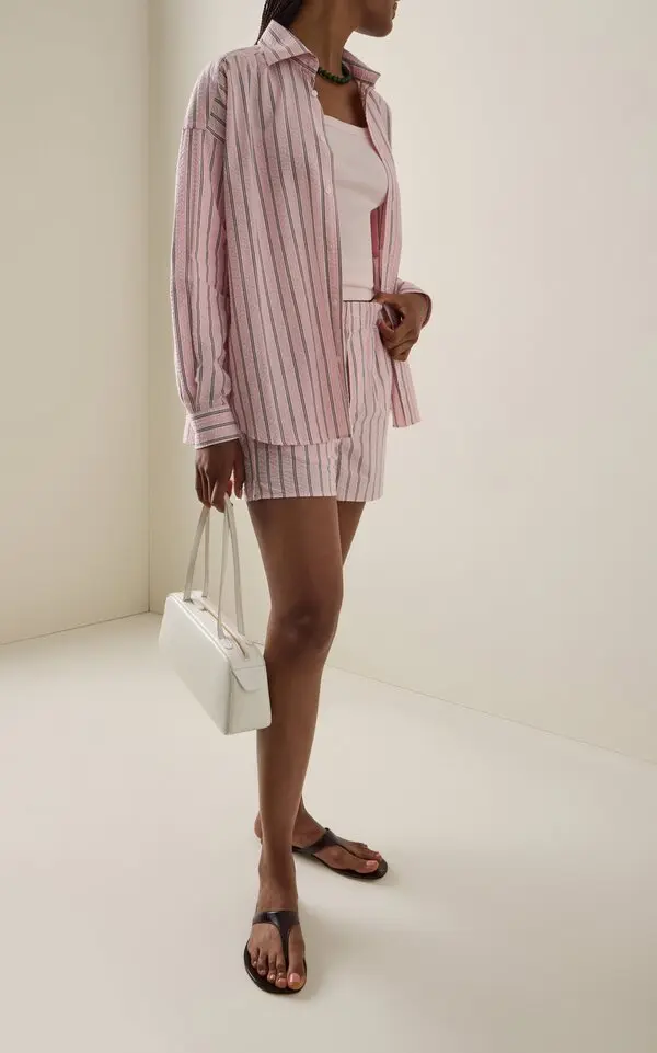 WITH NOTHING UNDERNEATH Striped Cotton Seersucker Shirt