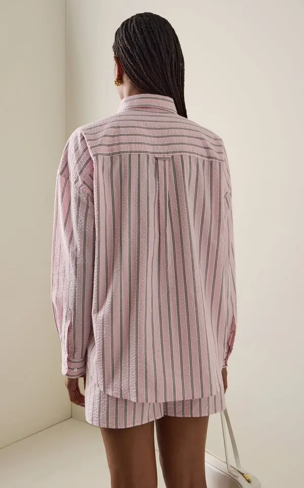 WITH NOTHING UNDERNEATH Striped Cotton Seersucker Shirt