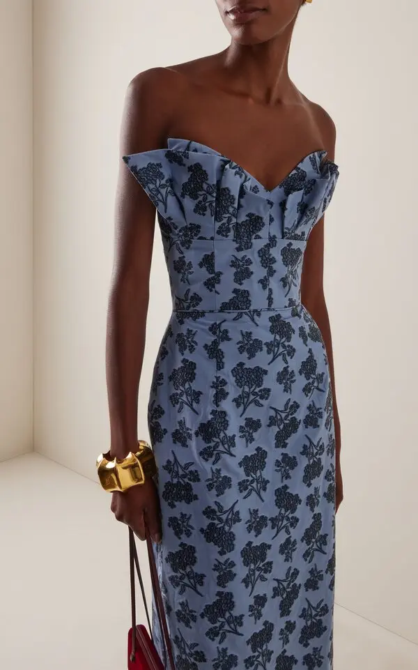MARKARIAN Rita Pleated Ruffle Column Gown