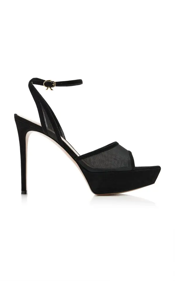 GIANVITO ROSSI Mesh And Suede Platform Pumps - Black