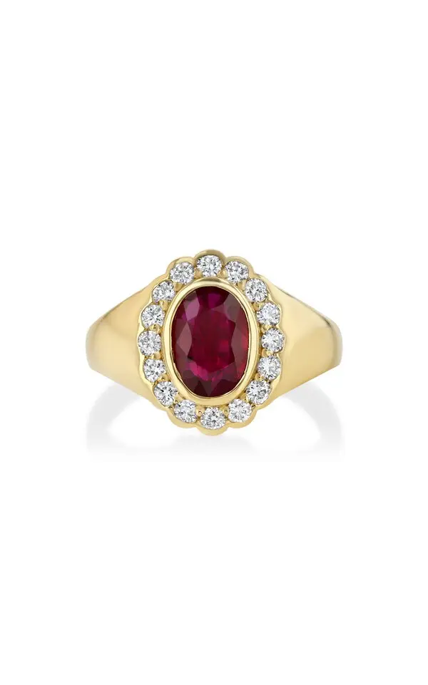 REAL FINE STUDIO Heirloom Signet Ring With Ruby And Diamonds