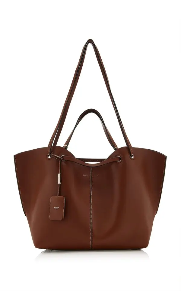 Max Mara Leather Shopping Tote Bag - Brown