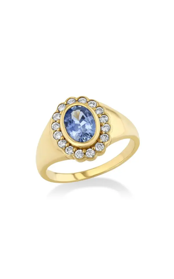 REAL FINE STUDIO Heirloom Signet Ring With Sapphire And Diamonds