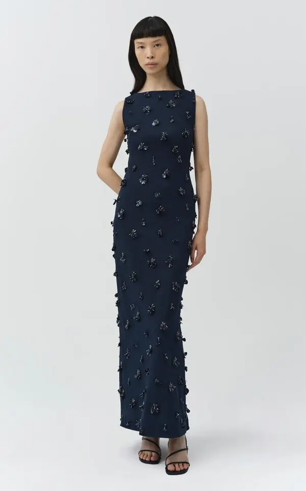 Simkhai Claudia Embellished Crepe Midi Dress - Black