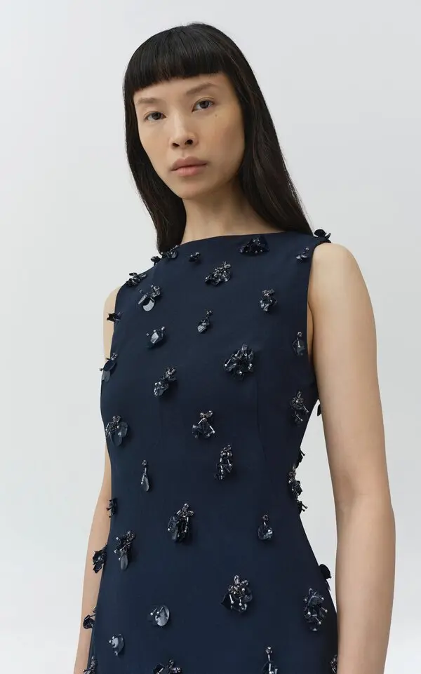 Simkhai Claudia Embellished Crepe Midi Dress - Black