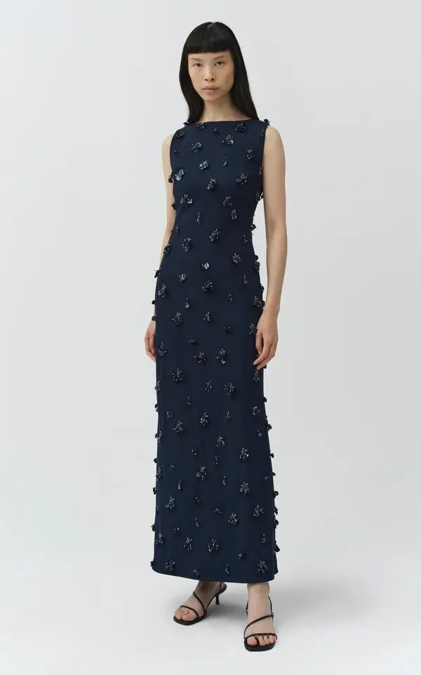Simkhai Claudia Embellished Crepe Midi Dress - Black